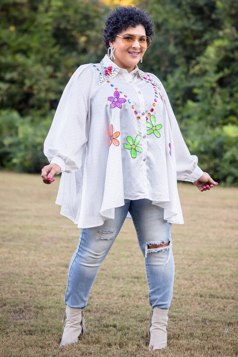 FABULOUS GEMS TOP BY TRISH M (white) – Trish M